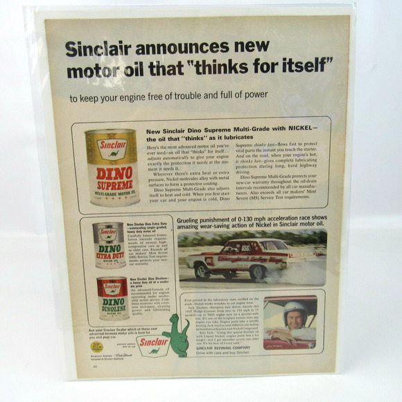 Sinclair | Accents | Vintage Sinclair Motor Oil Magazine Ad 25 X 135 ...